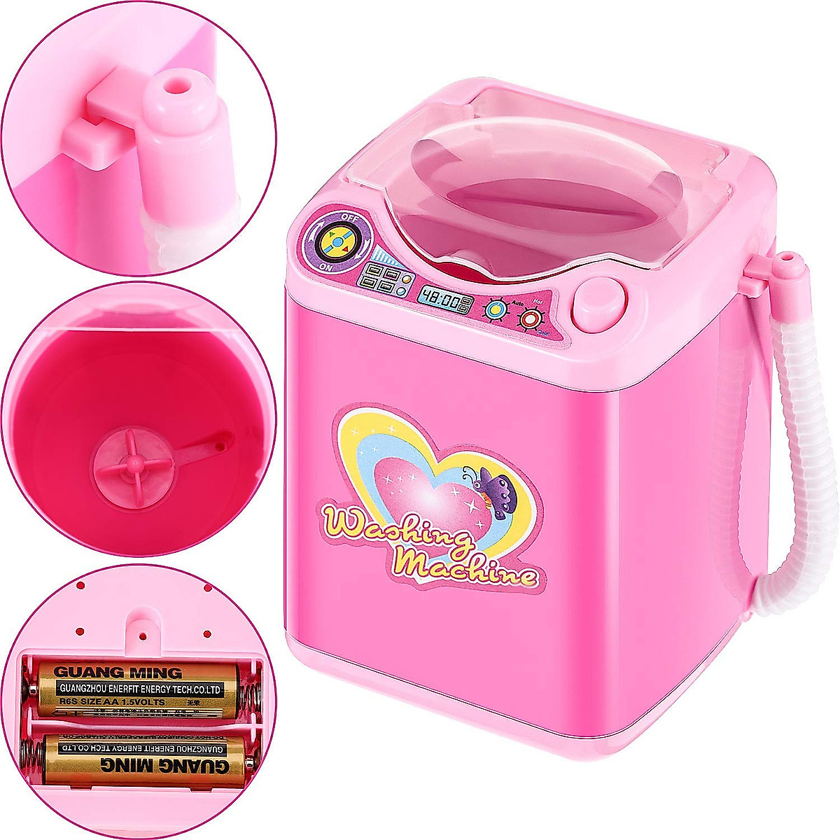 Hsei Mini Toy Washing Machine Makeup Brush Cleaner Plastic Electric Automatic Washing Machine Sponge Cleaning Toy for Girls Ladies