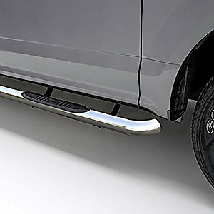 ARIES 204046-2 3-Inch Round Polished Stainless Steel Nerf Bars, No-Drill, Select Chevrolet Silverado, GMC Sierra 1500, 2500, 3500 HD