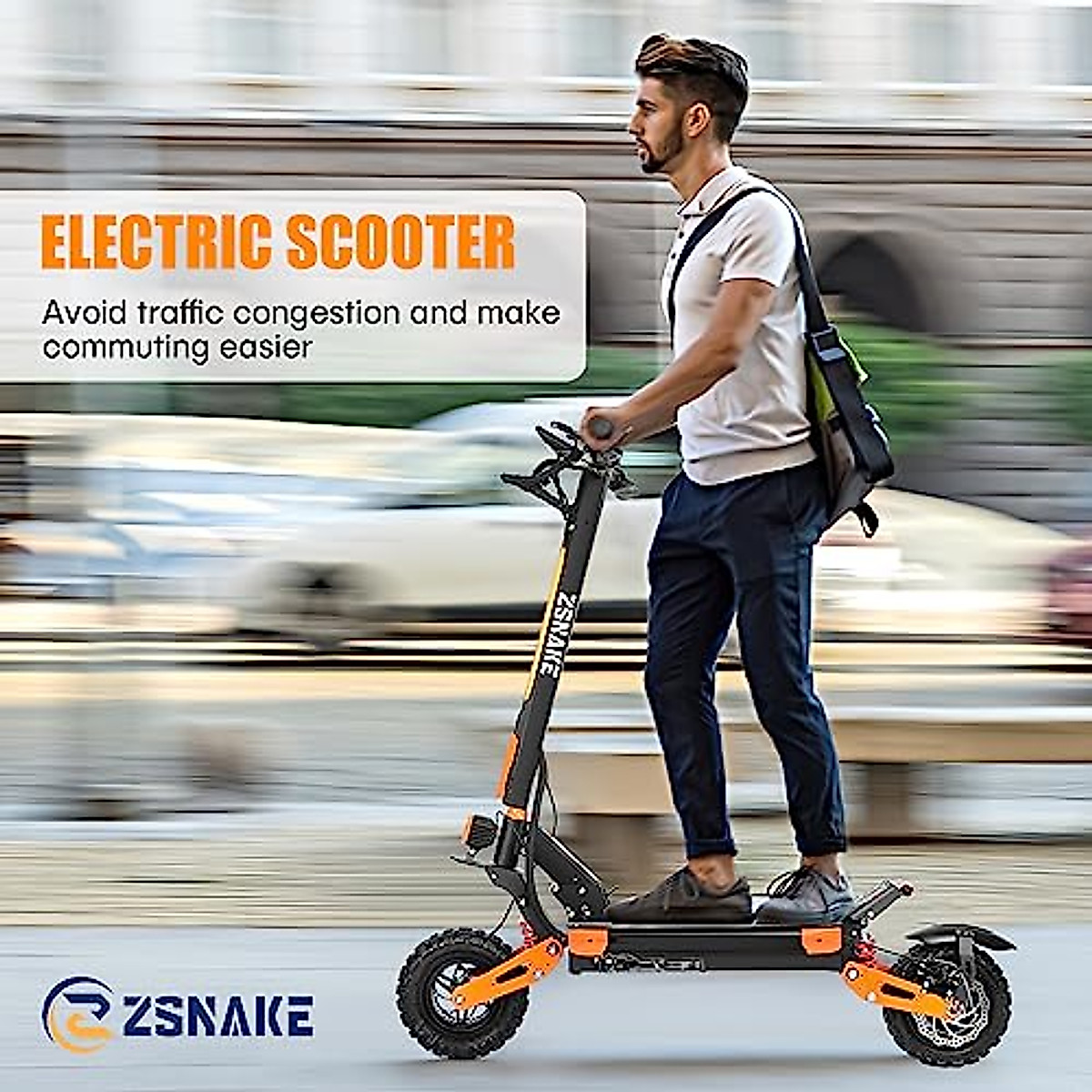 ZSNAKE Electric Scooter for Adults 2800W Motor Dual Motors 5600W Up to 52 MPH 60V 28Ah Battery 55 Miles Range, 11" Tubeless Off-Road Tire Sports Folding E-Scooter with Seat