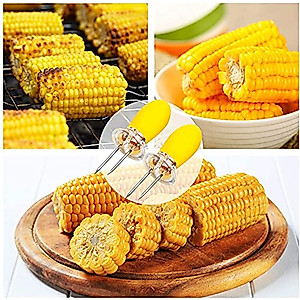 AUGSUN 10Pcs/5 Pairs Corn Holders, Stainless Steel Corn on The Cob BBQ Fork Skewers for Home Cooking Parties Camping