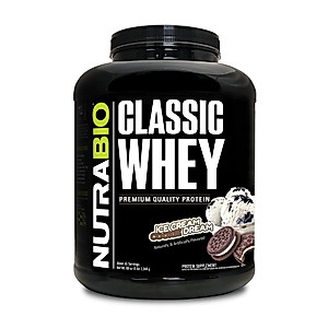 NutraBio Classic Whey Protein Powder- Full-Spectrum Amino Acid Profile - No Fillers, Artificial Colors, Preservatives - Low Glycemic Index - Ice Cream Cookie Dream, 5 Pounds