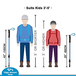 Kids Hiking Poles – Adjustable Telescopic Trekking Poles for Children – Includes: 2 Collapsible Walking Sticks for Hiking, Carrier Bag and Accessories All Designed for Boys and Girls (Blue)