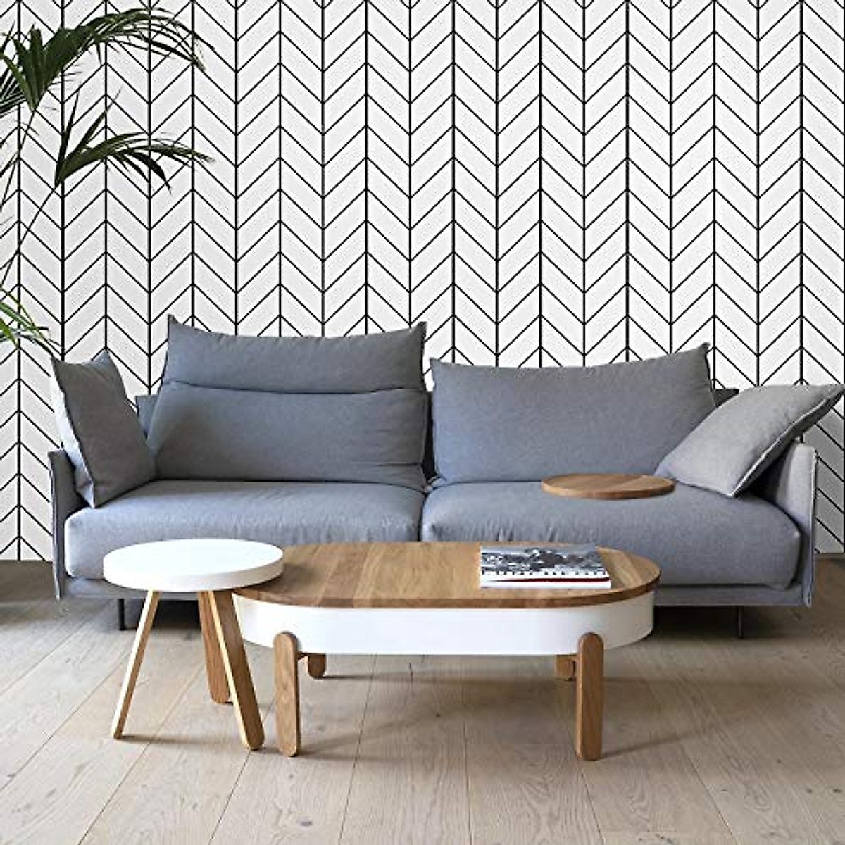 LXCREAT Removable Wallpaper Forgiving Black/White Stripes Peel and Stick Wallpaper 17.71 in X 118 in Modern Self Adhesive Vinyl for Home Renovation
