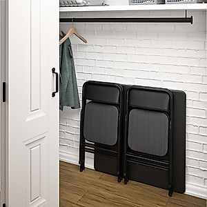 CoscoProducts COSCO Premium 5-Piece Table & Chair Dining Set, with 34" Vinyl Top Card Table and 4 Fabric Padded Seat & Back Folding Chairs, Black