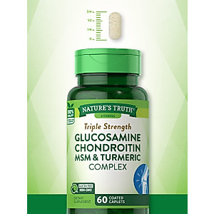 Glucosamine Chondroitin MSM Complex | 60 Caplets | Triple Strength Supplement with Turmeric | Non-GMO and Gluten Free Supplement | by Nature's Truth