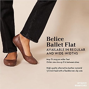 Amazon Essentials Women's Belice Ballet Flat, Black Faux Leather, 6