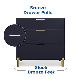 Delta Children Hendrix 3 Drawer Dresser, Midnight Grey/Bronze