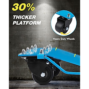 DEXSO 4 Tire Wheel Dolly Car with 8000 lbs Capacity, Manganese Steel Heavy Duty Car Mover Wheel Dollies Set of 4 with Antiskid Plate & 360 Degree Rotatable Wheel, 16"*13", Blue