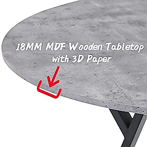 NIERN Round Dining Table with Chromed Legs, 35.5 in Marble Modern Small Kitchen Table for Kitchen Dining Room (Grey)