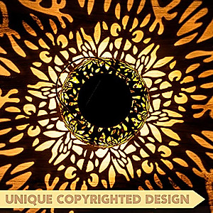 JOIEDOMI 2 Pack Outdoor Solar Hanging Lantern Lights, Waterproof Tabletop Solar Lights with Handle, LED Solar Powered Moroccan Lanterns, Metal Decorative Garden Lights for Patio, Lawn, Porch, Backyard