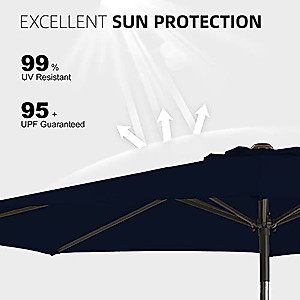 wikiwiki 7.5 FT Patio Umbrellas Outdoor Table Market Umbrella with Push Button Tilt/Crank,6 Sturdy Ribs, Fade Resistant Waterproof POLYESTER DTY Canopy for Garden, Lawn, Deck, Backyard & Pool