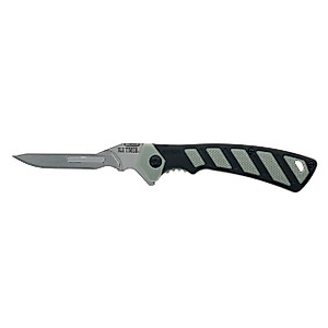 Old Timer Replaceable Blade Knife with Interchangeable 60A Scalpel Blades, Rubber Overmold Grip, Spare Blades, Thumb Assist, and Liner Lock for Hunting, Skinning, and Outdoors,Black