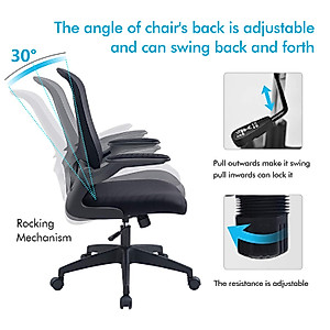 FelixKing Office Chair, Ergonomic Desk Chair with Adjustable Height, Swivel Computer Mesh Chair with Lumbar Support and Flip-up Arms, Backrest with Breathable Mesh (Black)