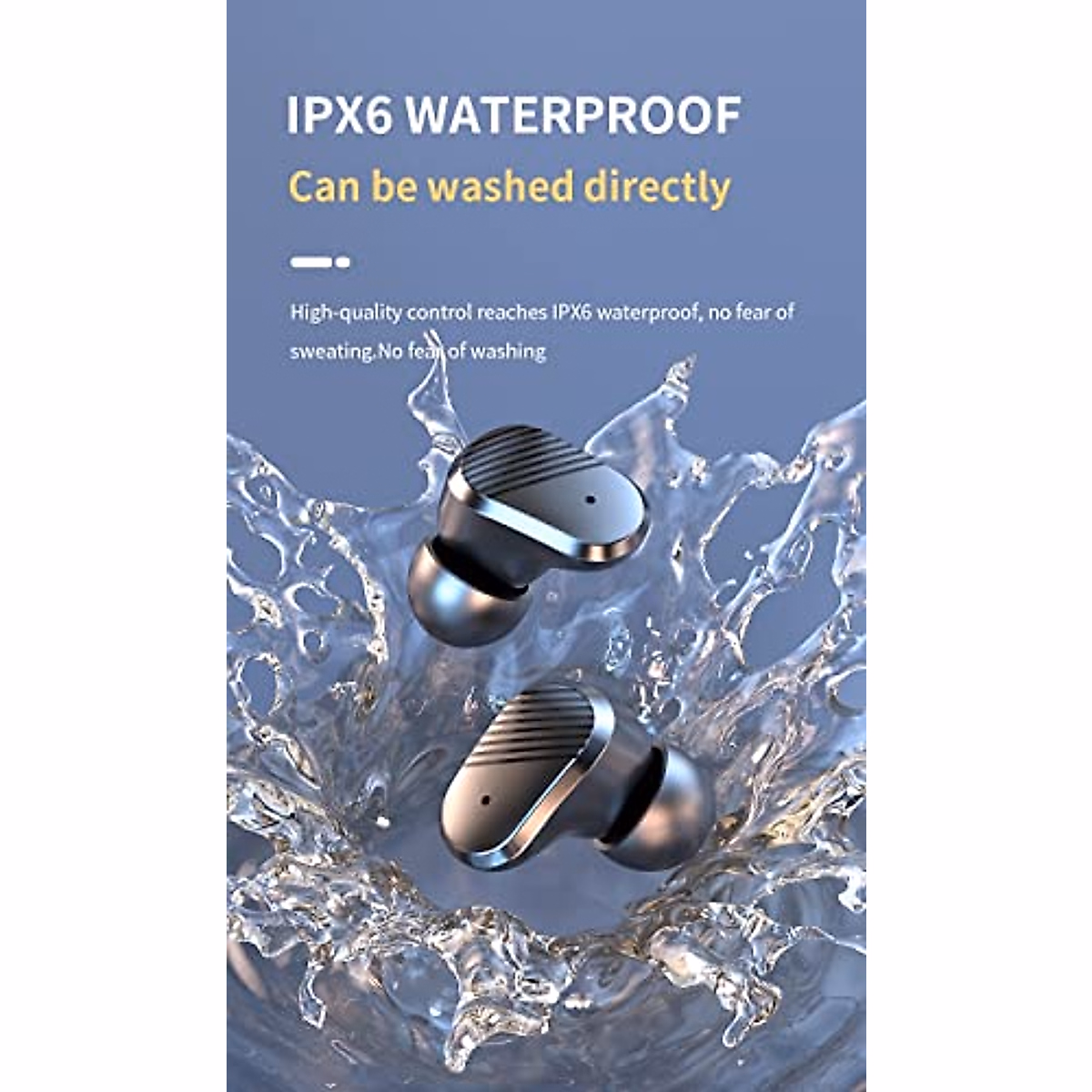 Bluetooth Headphones V5.3 Wireless Earbuds 48HRS Standby Battery Life with Wireless Charging Case & LED Power Display Deep Bass IPX7 Waterproof Earphones Microphone Stereo Headset for iPhone & Android