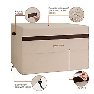 PATIOASIS Square Fire Pit Cover 32''L x 32''W x 24''H Heavy Duty 600D Outdoor Gas Fire Pit Table Covers Waterproof