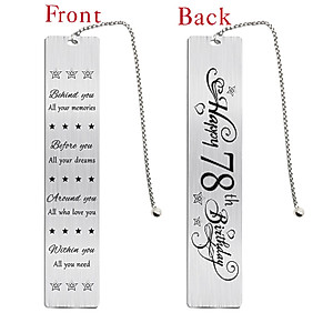 Jzxwan Happy 78th Birthday Gifts for Women Men, 78 Year Old Birthday Bookmark, Female 78 Yr Old Bday Card Gift Ideas, 1946 Birthday Book Mark for Woman Man, 78th Birthday Decorations, 78 th Bd Present