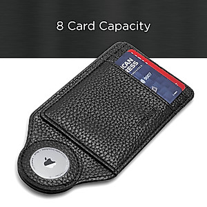 Encased Worlds Slimmest Airtag Wallet for Men, Ultra-thin Super Slim Profile (Deep Grain) PU Leather Card Holder Compatible with Apple AirTag, Black