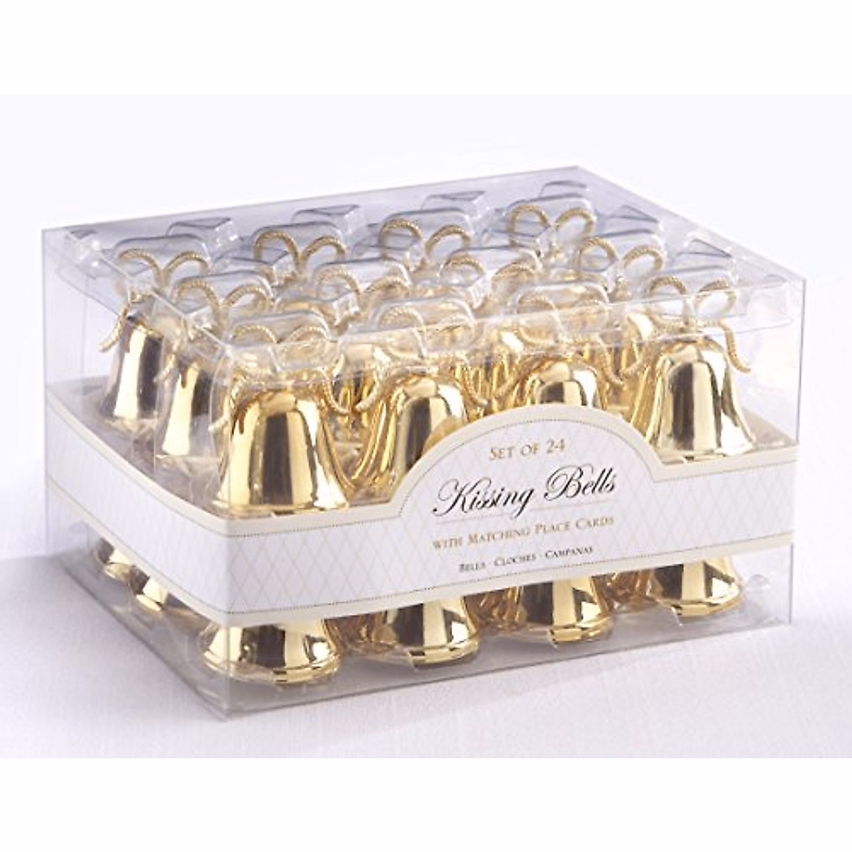 Kate Aspen Gold Kissing Bells Place Card/Photo Holder, Set of 24