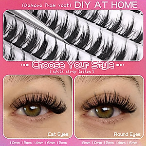 Zegaine Lash Extension Kit Manga Cluster Lashes CC Curl Individual Lashes Kit DIY at Home Natural Eyelash Extension False Eyelashes Kit with Applicator Tool and Lash Bond & Seal Glue 135 Pcs