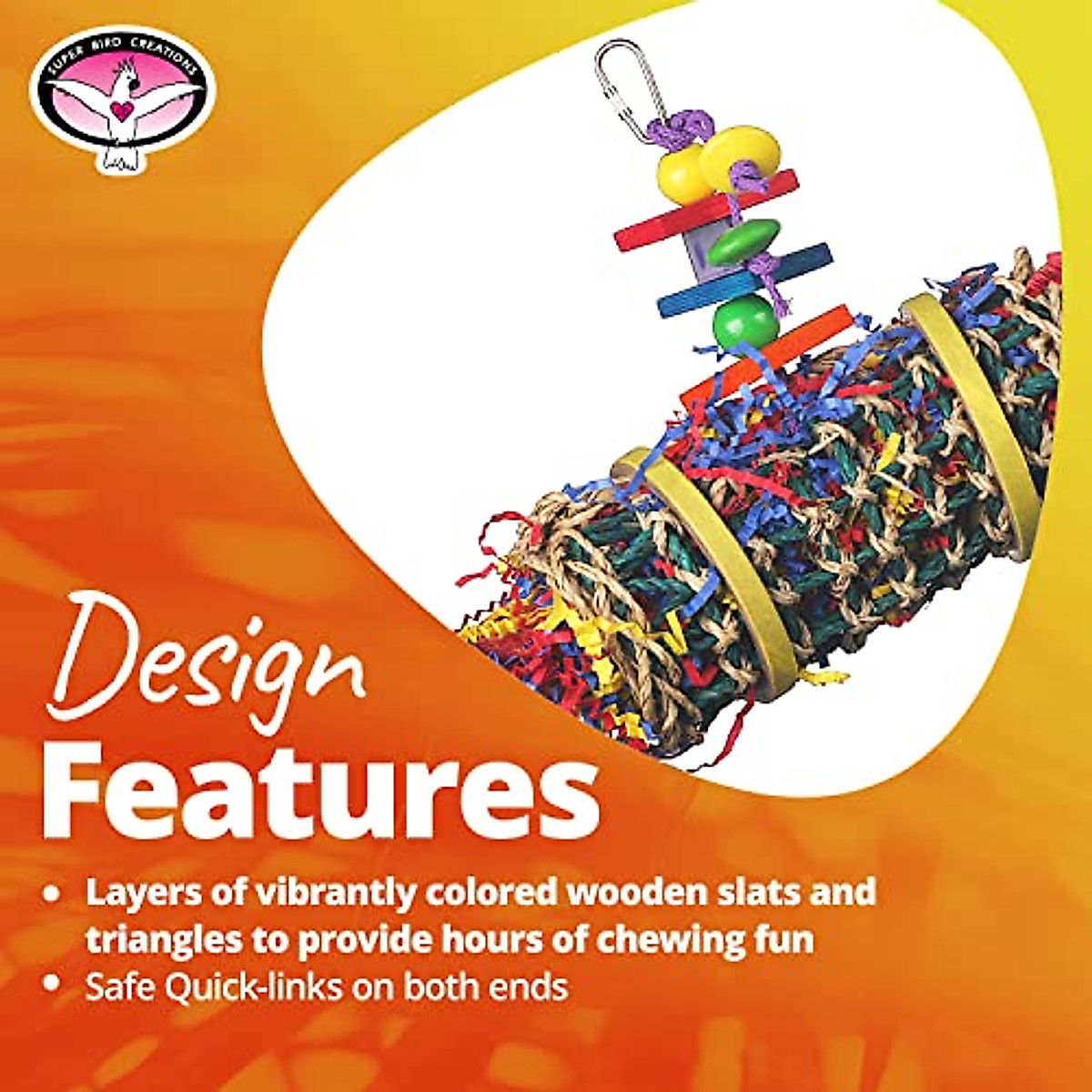 Super Bird Creations SB687 Firecracker Jr. Bird Toy, Medium Bird Size, 18" x 8"