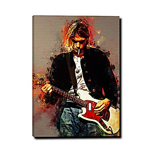 Art Poster Kurt Cobain Canvas Wall Decor for Living Room and Bedroom Garage Wall Bar Cafe Modern Home Framed or Unframed (12in*18in,Unframe)