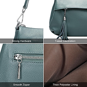 Over Earth Genuine Leather Handbags for Women Small Crossbody Purse Ladies Hobo Shoulder Bag(O111-2E Teal Blue)