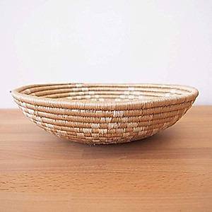 African Basket- Tabora/Rwanda Basket/Woven Bowl/Sisal & Sweetgrass Basket/Tan, White
