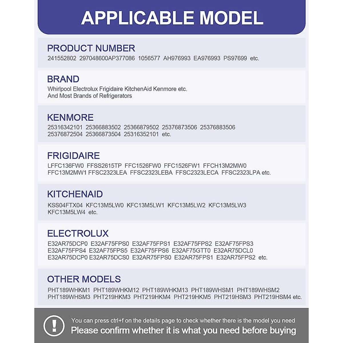 Premium 297048600 241552802 Refrigerator Light Bulb Replacement for T8 40W Freezer Fridge Light Bulb Compatible with Whirlpool KitchenAid Electrolx Kenmore Frigidaire -10 Years Warranty 2PCS