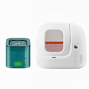 PETKIT PuraMax Automatic Cat Litter Box with 1.85L Pet Water Fountain(Green), Self-Cleaning Cat Litter Box with Large Capacity fr Multiple Cats, xSecure/Odor Removal/APP Control