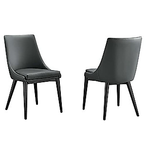 Modway Viscount Vegan Leather Dining Chair Set of 2, Grey