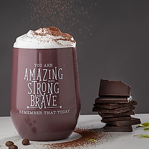 DIVERSEBEE Inspirational Thank You Gifts for Women, Mom, Sister, Wife, Girlfriend, Coworker, Best Friend, Encouragement Birthday Wine Gifts - Insulated Wine Tumbler Cup with Lid 12oz(Mauve)