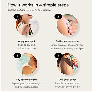 SPOTMYUV UV Detection Stickers for Sunscreen with Patented DERMATRUE SPF Sensing Technology | KNOW WHEN TO REAPPLY SUNSCREEN TO HELP PREVENT SUNBURN - 16 Count
