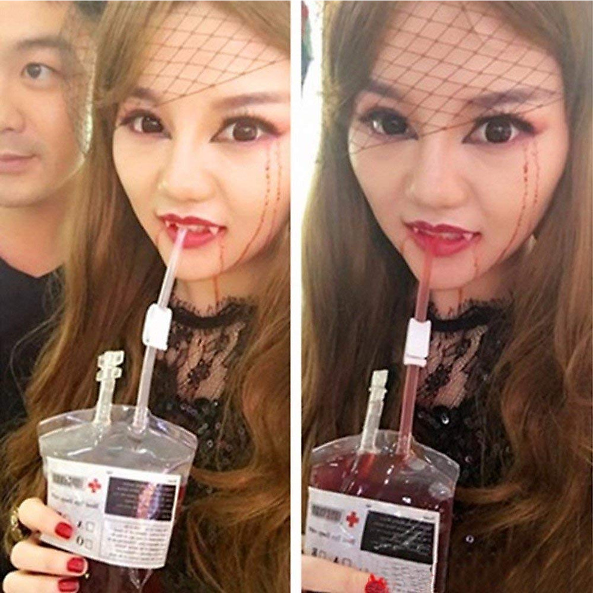 Blood Bag for Drinks â€“ 12 Pieces IV Blood Bags/Container 15 Fl Oz /450ml for Halloween Zombie Party Favors, Nurse Decorations, Gag Gift