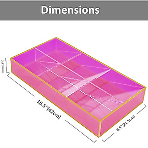 Gelite Acrylic Silverware Drawer Organizer Kitchen Cutlery Tray Caddy Flatware Organizer for Drawer, Easy Dismount and Wash, Neon Pink