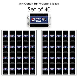 Big Dot of Happiness Own the Mat - Wrestling - Mini Candy Bar Wrapper Stickers - Birthday Party or Wrestler Party Small Favors - 40 Count