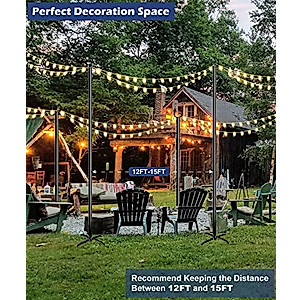 Eazielife 10FT String Light Poles for Outdoor, Heavy Duty Metal Lighting Stand Pole for Garden Lawn Backyard Patio Holiday Wedding Party Decorations 2 Pack