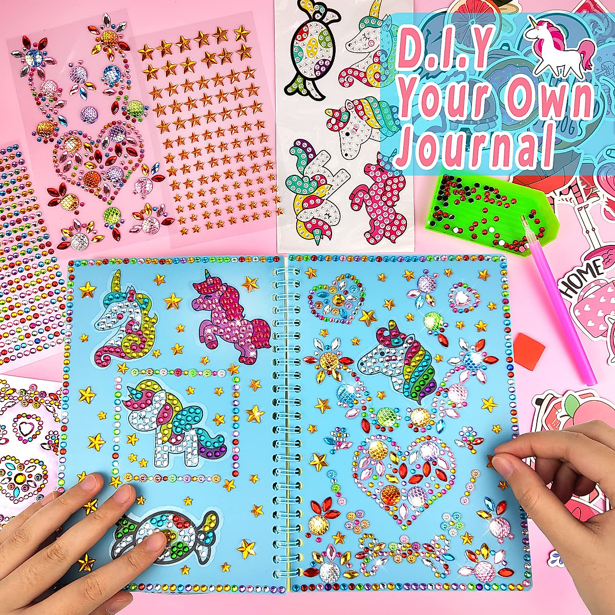 onebora DIY Journal Set for Girls Age 6-8-10-12 Years Old,Unicorn Painting Crafts,Decorate Your Own Journal,Fun Arts and Crafts Gifts Toys for Girls Birthday Christmas