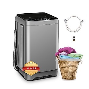 Full-Automatic Washing Machine, 17.7lbs Portable Washing Machine with Led Display, Portable Washer for Household 10 Wash Programs,Small Washing Machine for Apartment, Home, Dorm, RV(Grey)