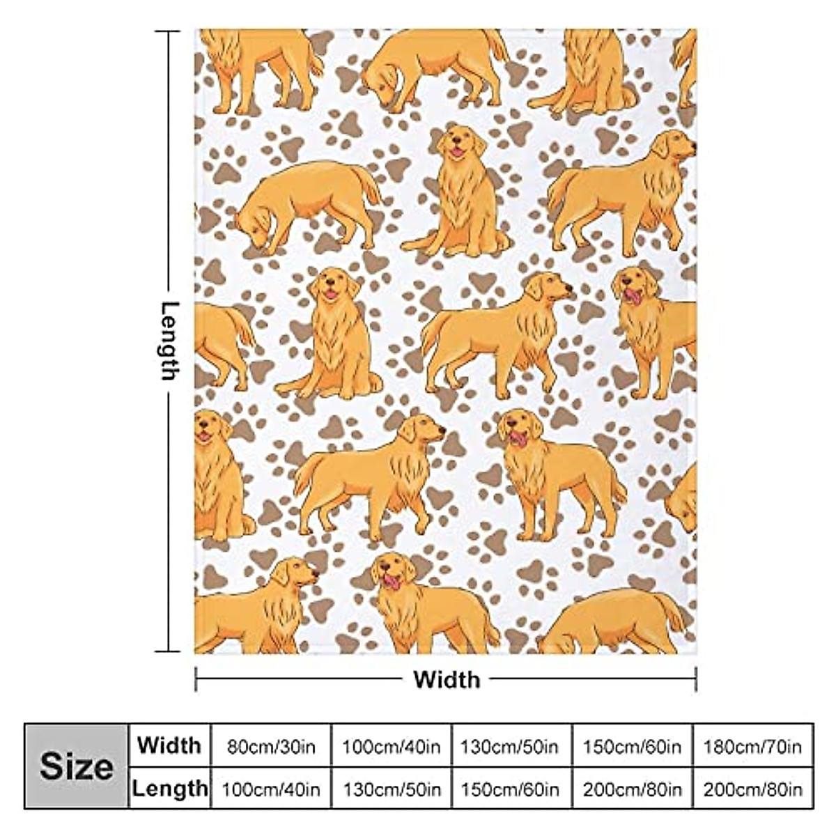 Golden Retriever Blanket Gifts, Dog Pattern Flannel Fleece Throw Blanket Soft, Lightweight, Comfortable, Warm Golden Retriever Themed Blanket for Humans Adults Kids