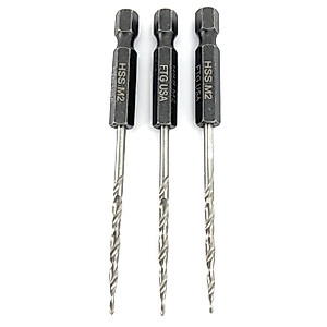 FTG USA Tapered Countersink Drill Bit Set 3 Pc #4 (7/64") Tapered Drill Bit Replacement, Countersink Bit Same Size for Wood Countersink Drill Bits