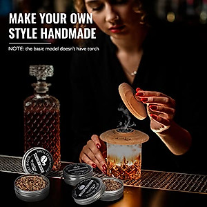 Cocktail Smoker Kit, Old Fashioned Cocktail Whiskey Gifts for Men, Drinking Accessories With 4 Wood Chips for Cocktails, Wine, Whiskey & Bourbon, Ideal Gifts For Drinks(No Butane)