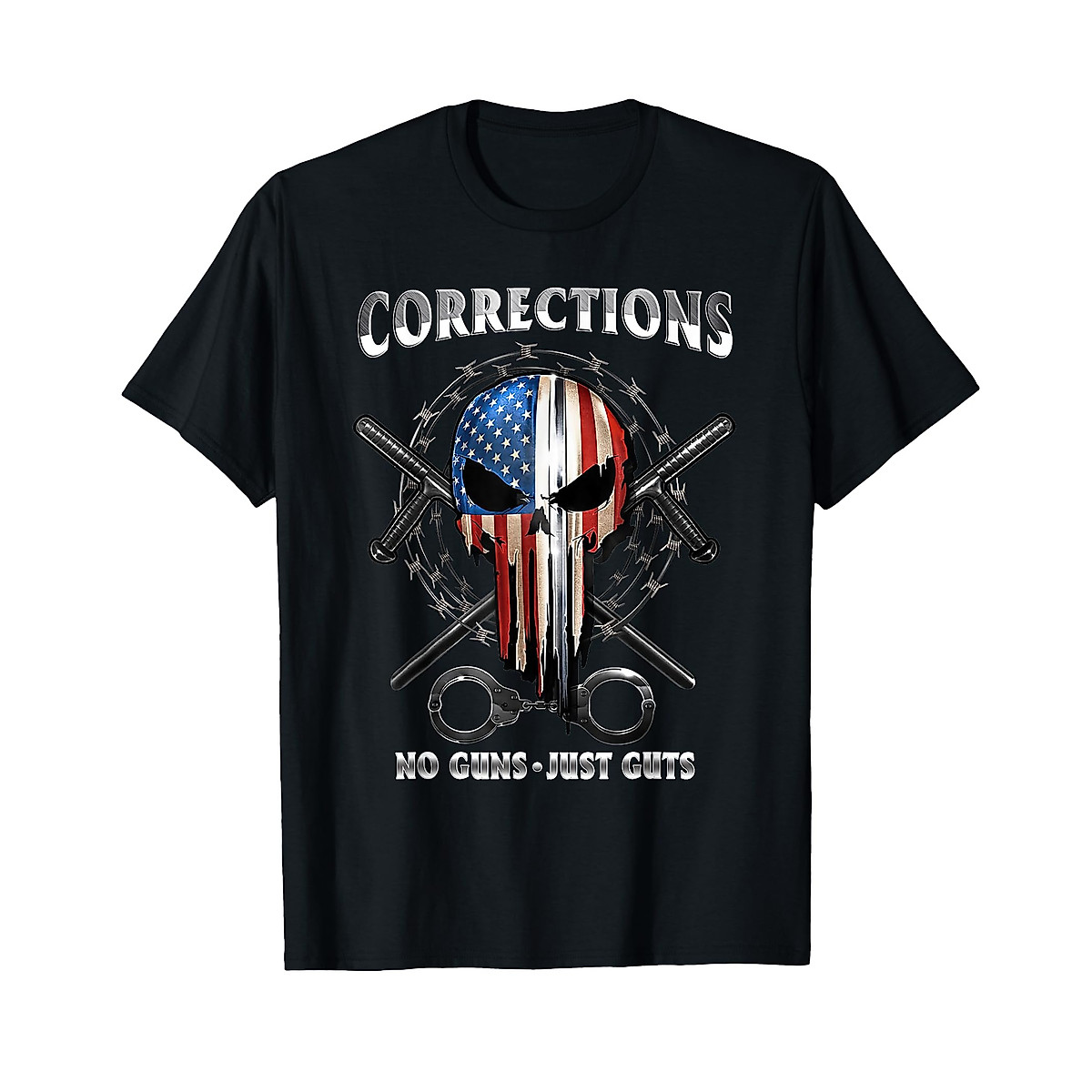 Corrections Just Guts Skull Of Freedom Correctional Officer T-Shirt
