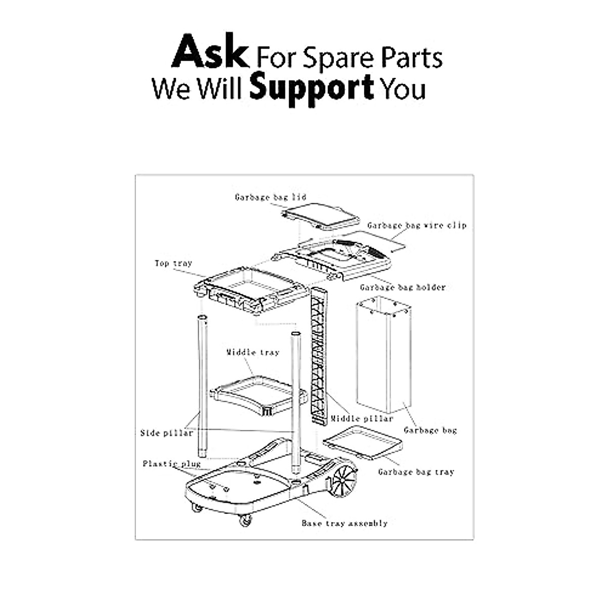 Farag Janitorial Commercial Housekeeping cart Janitorial cart with Cover and Vinyl Bag, L 52" x W 22" x H 40"