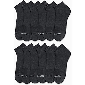 Reebok Men's Quarter Socks - 12 Pack Performance Cushion Comfort Socks - Breathable Athletic Ankle Socks for Men (6-12.5), Size 6-12.5, All Grey