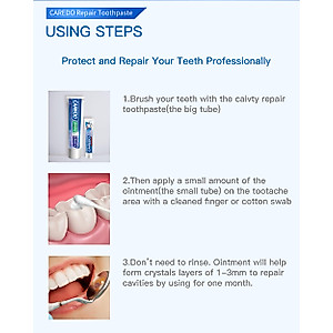 CAREDO Cavity Repair Toothpaste Set for Adults, 16g Pulpitis Ointment for Tooth Decay Pain Repair & 100g Hydroxyapatite Toothpaste for Home Cavity Repair, Cavity Tooth Repair Fluoride Free Toothpaste