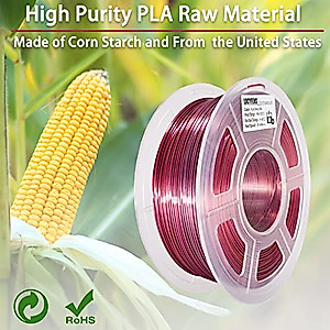 (2 Items) 1kg Silk Silver Shiny Red & 1kg Vintage Metal Rainbow PLA Filament, 3D Printer Filament, PLA Filament 1.75mm +/- 0.02mm