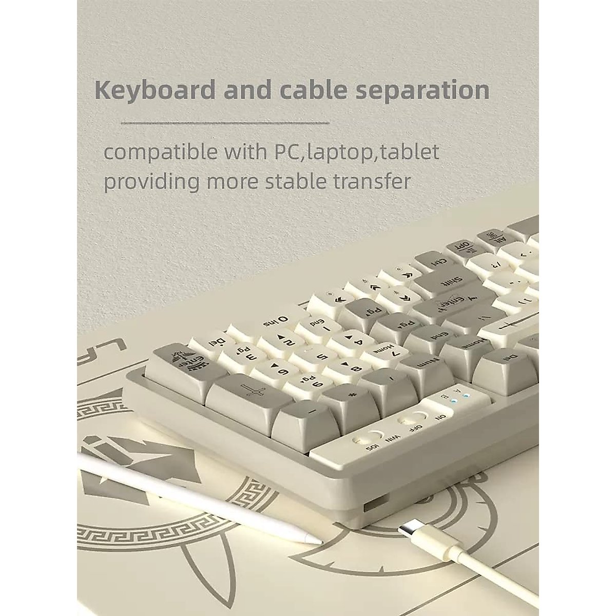 Cmokifuly GK102 Wired Mechanical Keyboard,Hotswap Linear Switch Keyboard RGB Backlits MDA Profile Keycap Gaming Keyboard for Mac/Win System Compact Mechanical Keyboard (Creamy Rider 102 Keys)