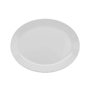 G.E.T. OP-1411-AW American White 14" x 10.75" Oval Coupe Platter, Large (Pack of 12)