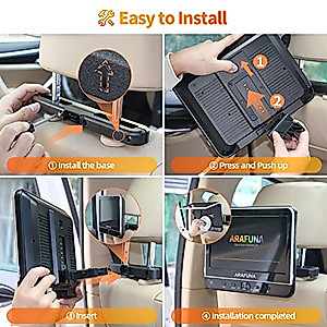 Car DVD Player with Headrest Mount,Arafuna 10.5" Headrest DVD Player for car with HDMI Input, Portable DVD Player for Car Support 1080P HD Video, USB/SD,Regions Free, Last Memory