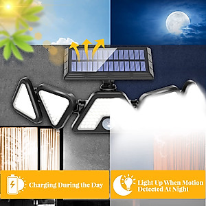 Neloodony Solar Lights Outdoor, 5 Heads Motion Sensor Outdoor Lights, IP65 Waterproof Solar Outdoor Lights, 329 LED Outdoor Lights for Garden, Patio, Yard, Garage, Front Door.